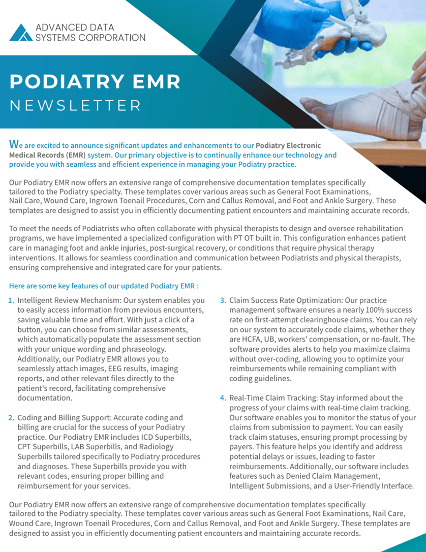 Podiatry EMR Software and Practice Management | ADS